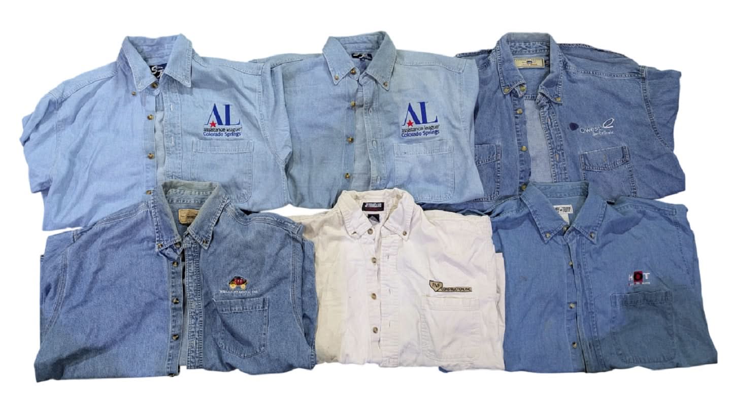 Recycle Mens Denim Advertising Shirts ~22 to 26 pcs – Raghouse